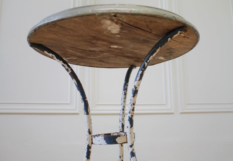 Antique French Iron and Wood Side Table For Sale at 1stDibs