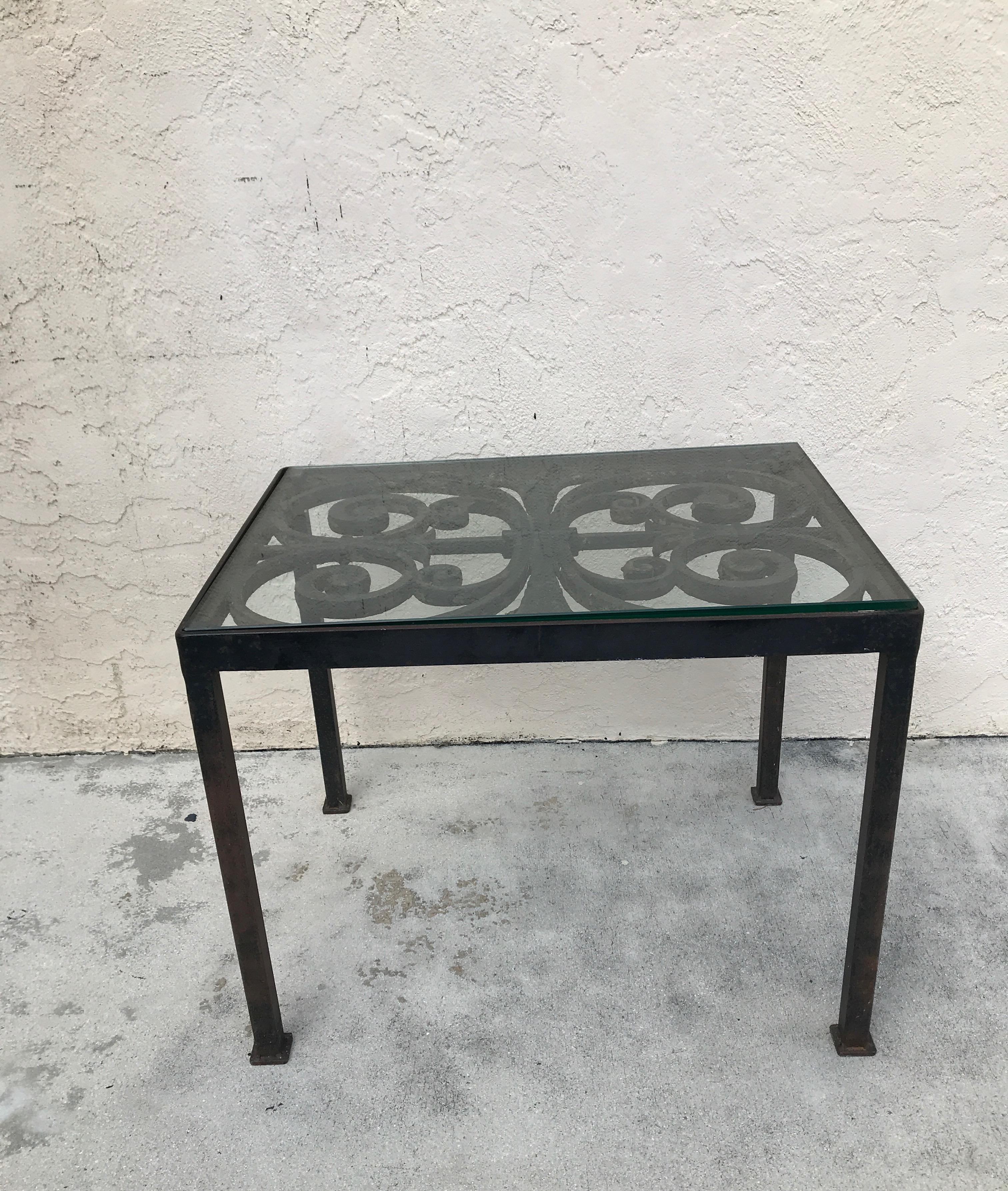 Antique French Iron Gate Side Table For Sale at 1stDibs