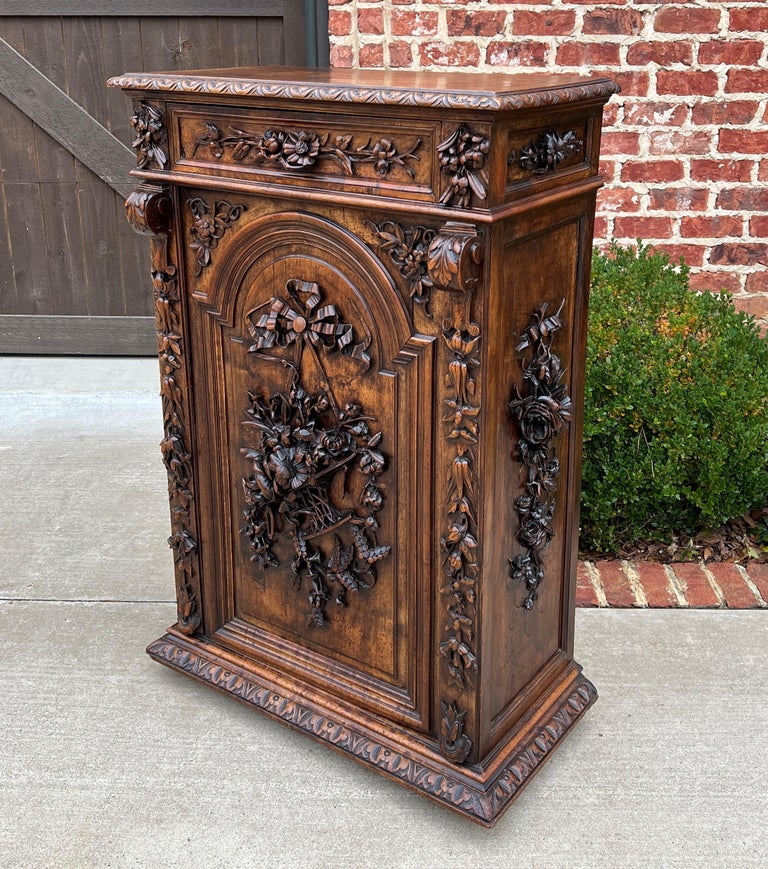 Antique French Jam Cabinet Carved Oak Renaissance Revival Roses Tall ...