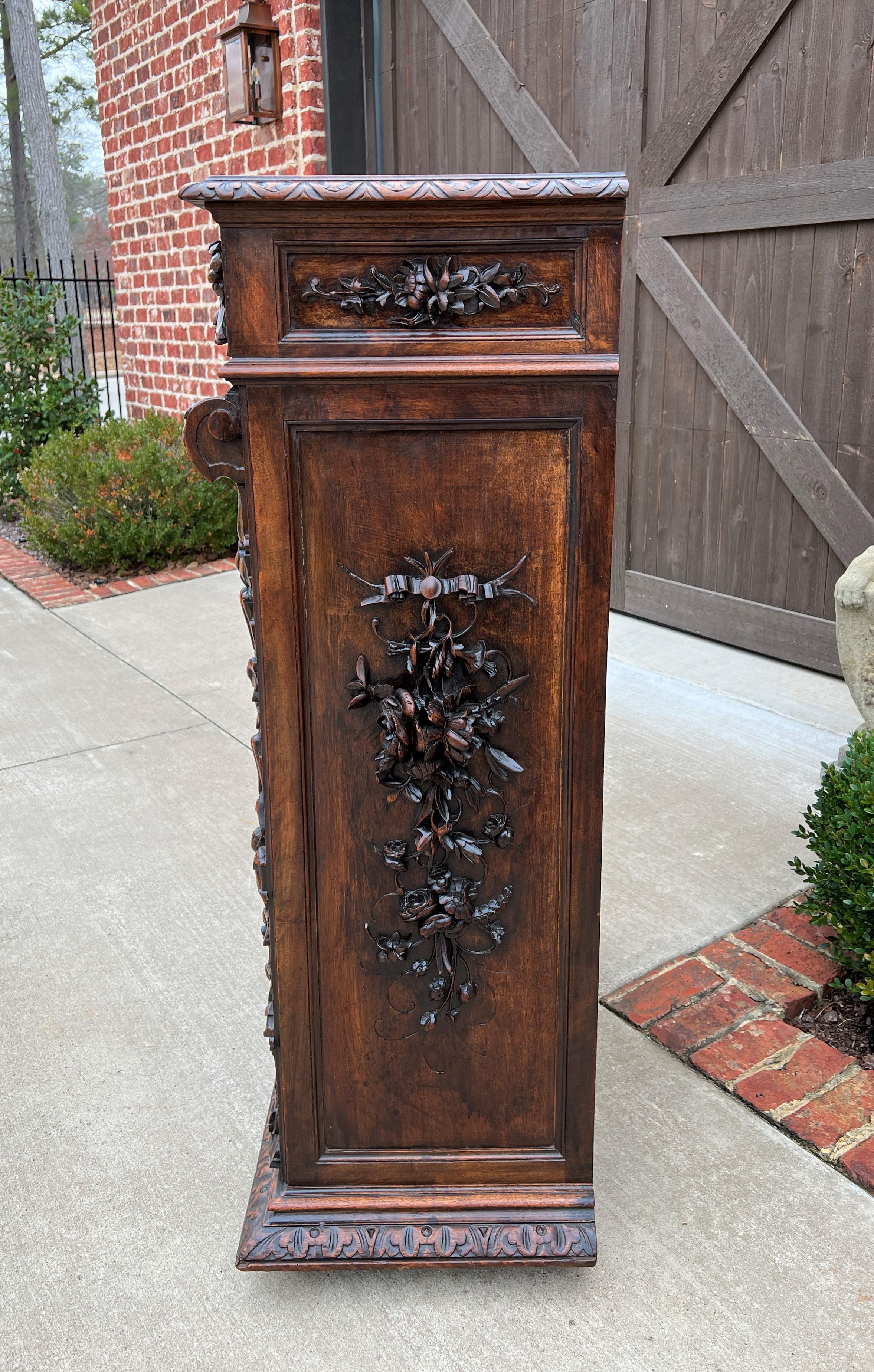 Antique French Jam Cabinet Carved Oak Renaissance Revival Roses Tall ...