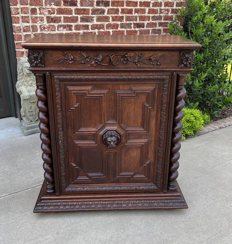Antique French Jam Cabinet Cupboard Oak Renaissance Revival Barley ...