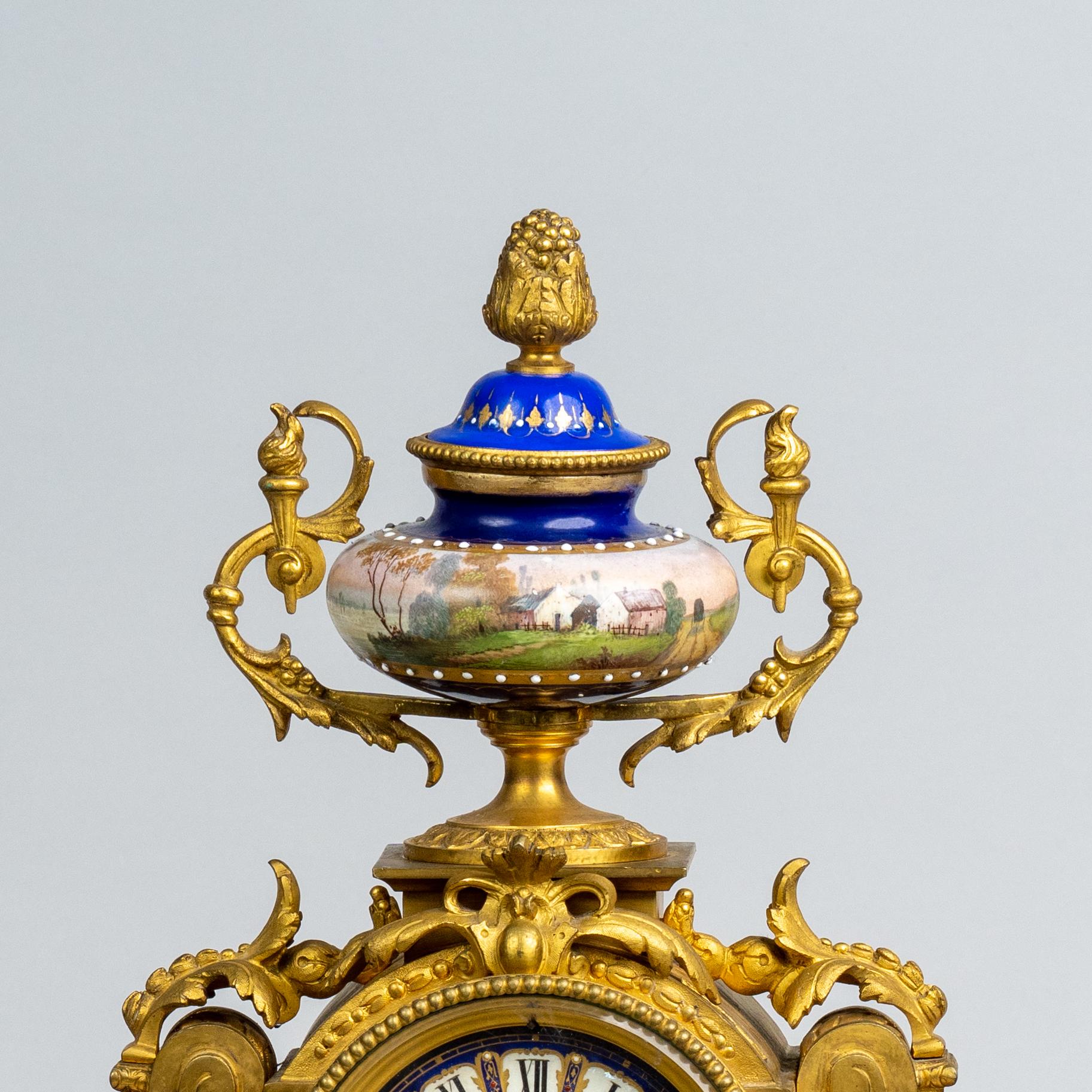 Antique French Jeweled Porcelain Mounted Sevres Style Clock For Sale at ...