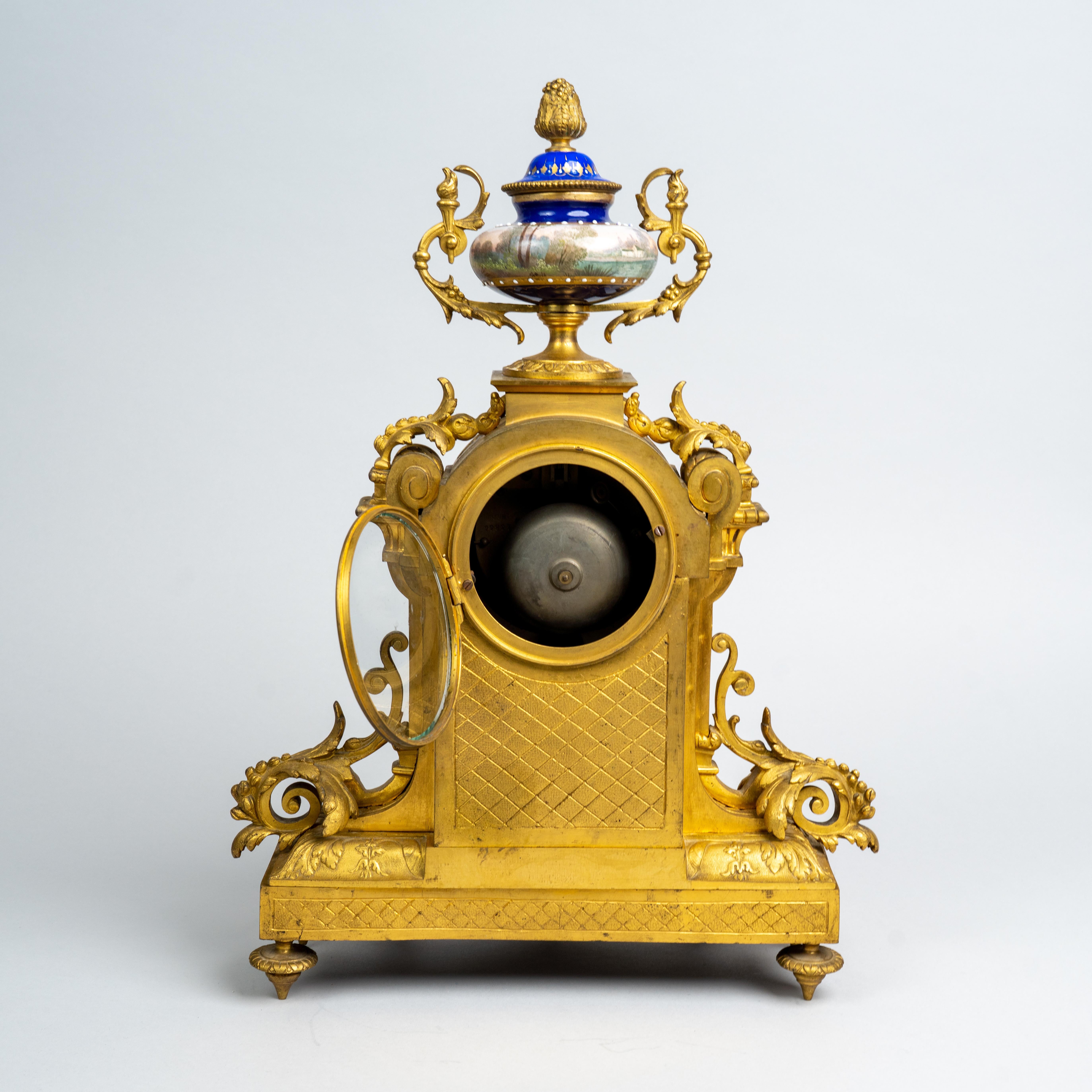 Antique French Jeweled Porcelain Mounted Sevres Style Clock For Sale at ...