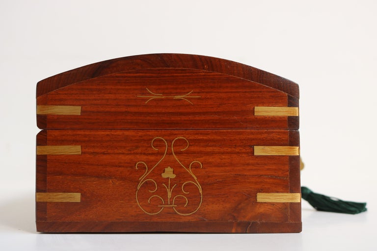 Antique French Jewelry Box with Inlaid Brass 1900 Arts and Crafts ...