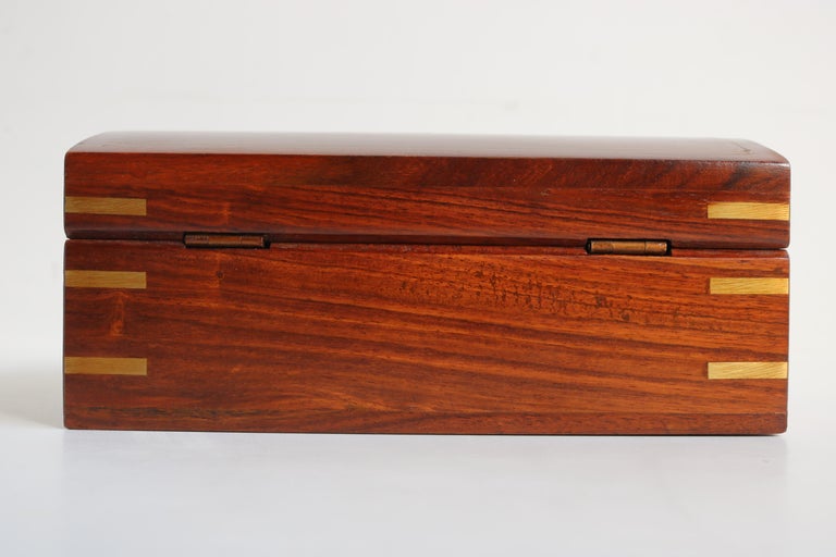 Antique French Jewelry Box with Inlaid Brass 1900 Arts and Crafts ...