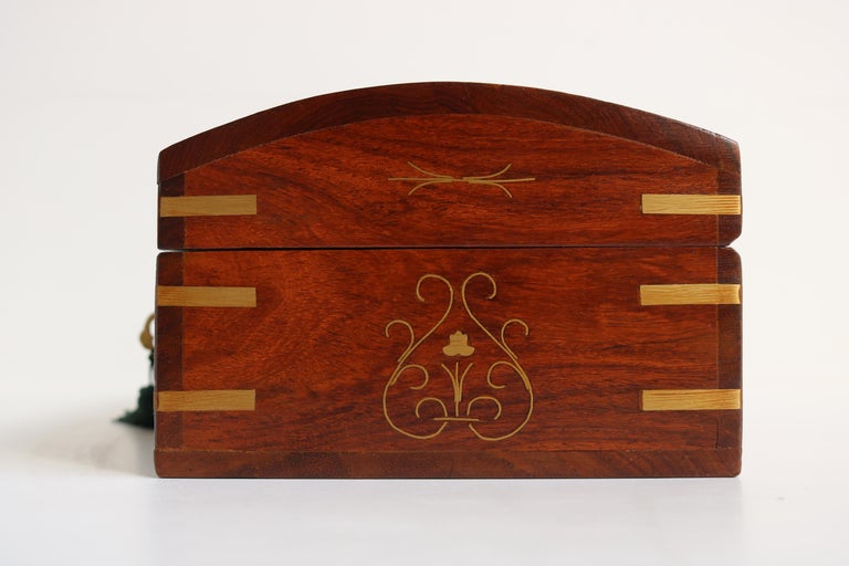 Antique French Jewelry Box with Inlaid Brass 1900 Arts and Crafts ...