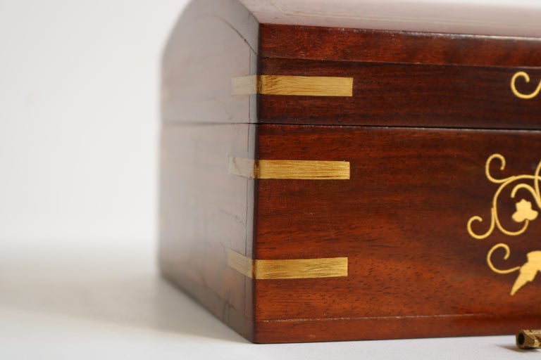 Antique French Jewelry Box with Inlaid Brass 1900 Arts and Crafts ...