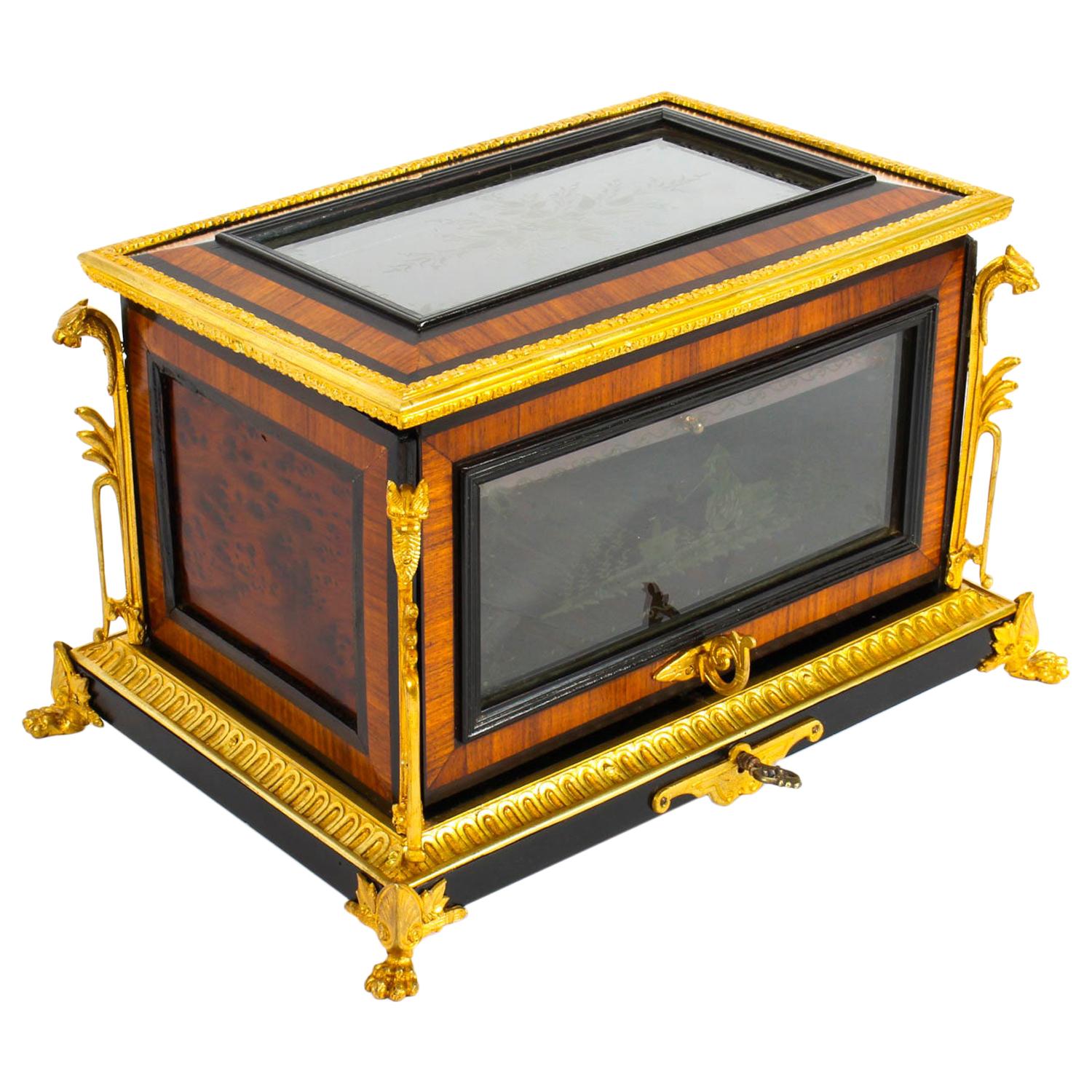 Antique French Kingwood and Ormolu Mounted Cigar Humidor, 19th Century ...