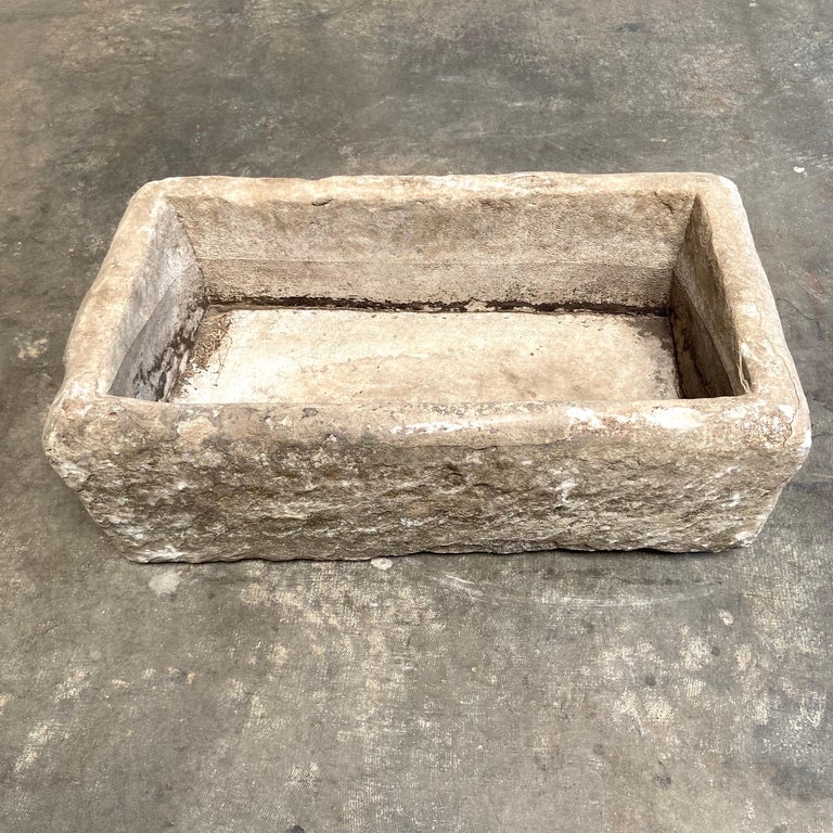 Antique French Limestone Trough Fountain Base Garden Planter at 1stDibs