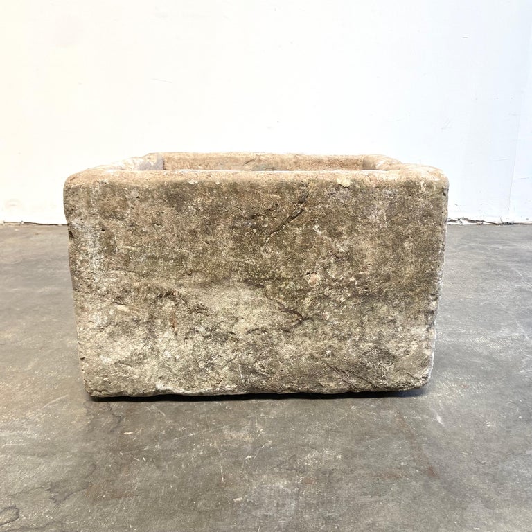 Antique French Limestone Trough Fountain Base Garden Square Planter For ...
