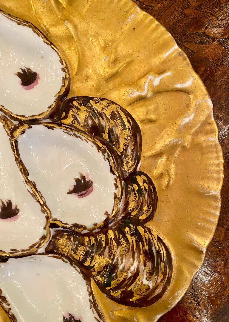 Antique French Limoges Gilt Porcelain Turkey Pattern Oyster Plate ...