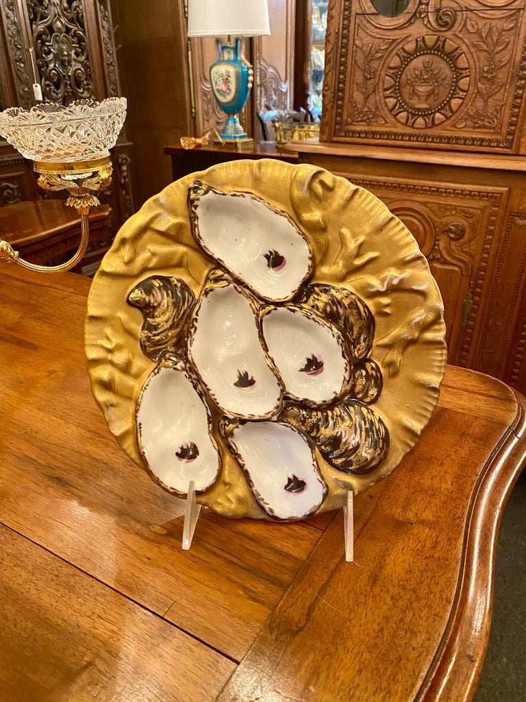 Antique French Limoges Gilt Porcelain Turkey Pattern Oyster Plate ...