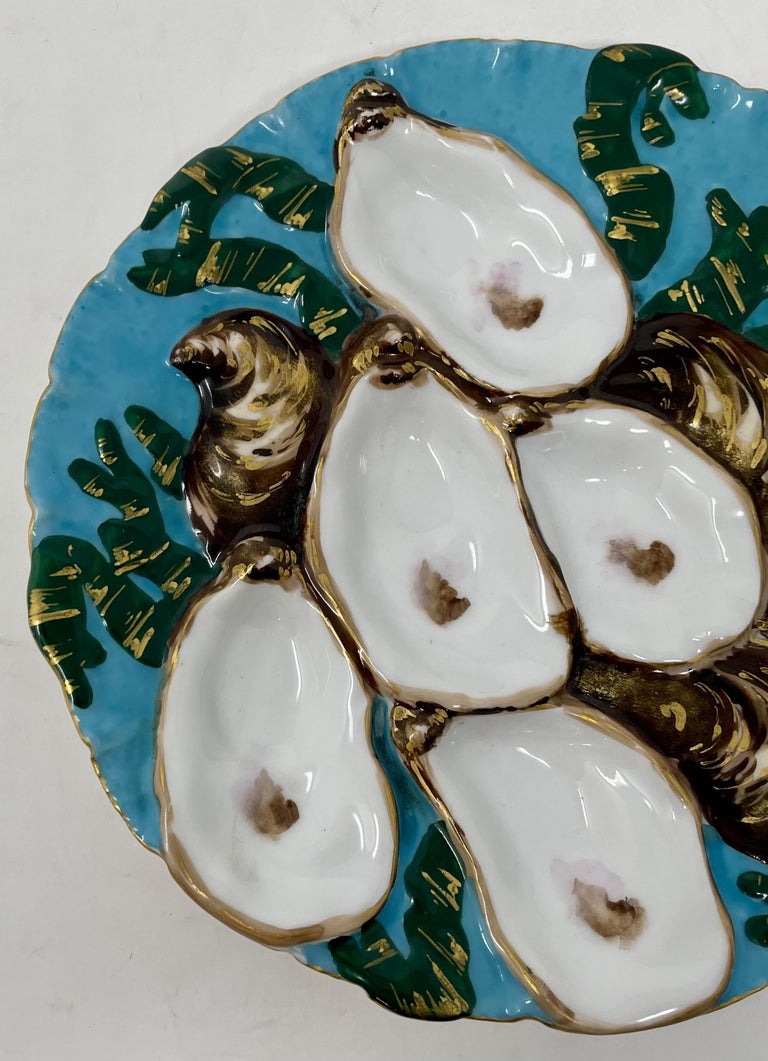 Antique French Limoges Porcelain Cyan Blue and Green Turkey Pattern ...