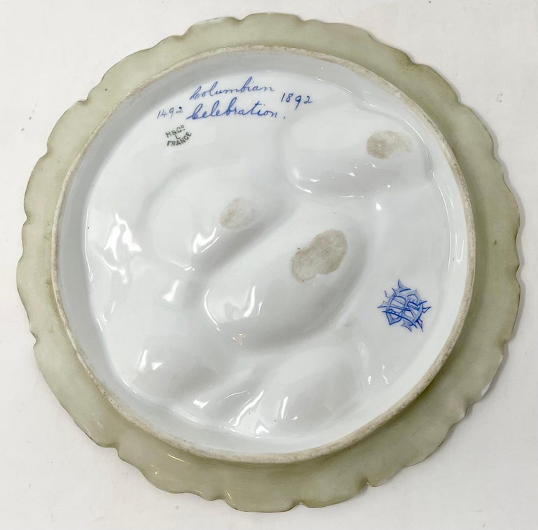 Antique French Limoges Porcelain Green and Gold Turkey Pattern Oyster ...