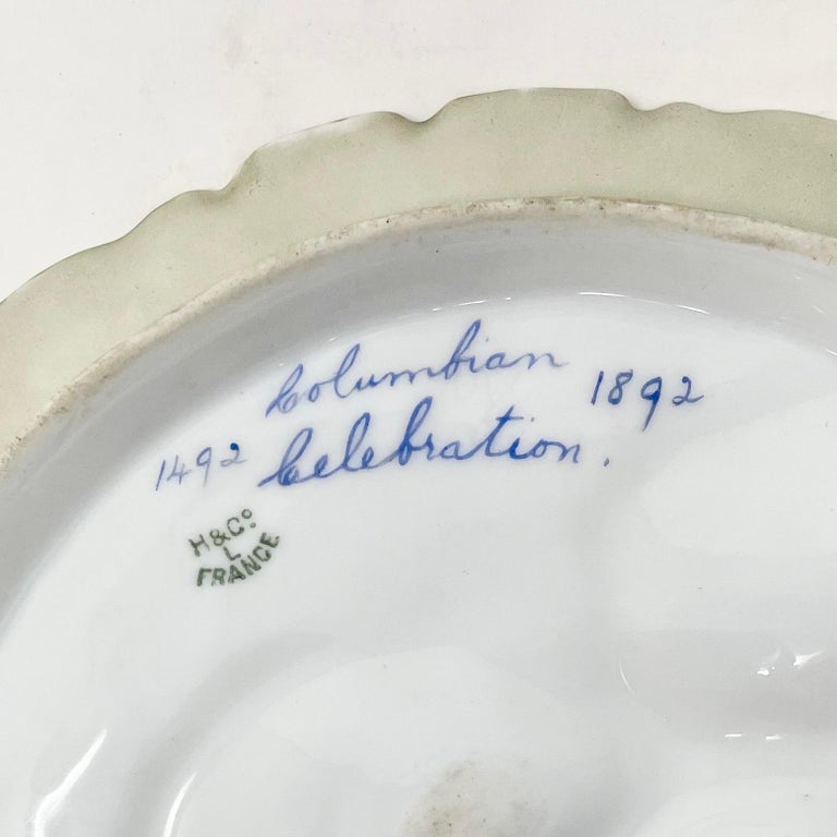 Antique French Limoges Porcelain Green and Gold Turkey Pattern Oyster ...