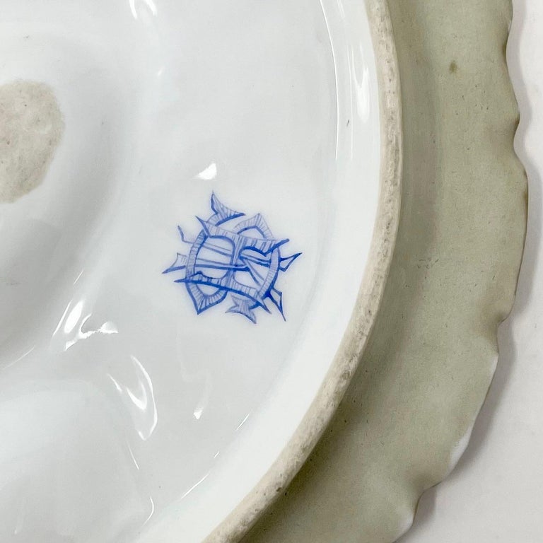 Antique French Limoges Porcelain Green and Gold Turkey Pattern Oyster ...