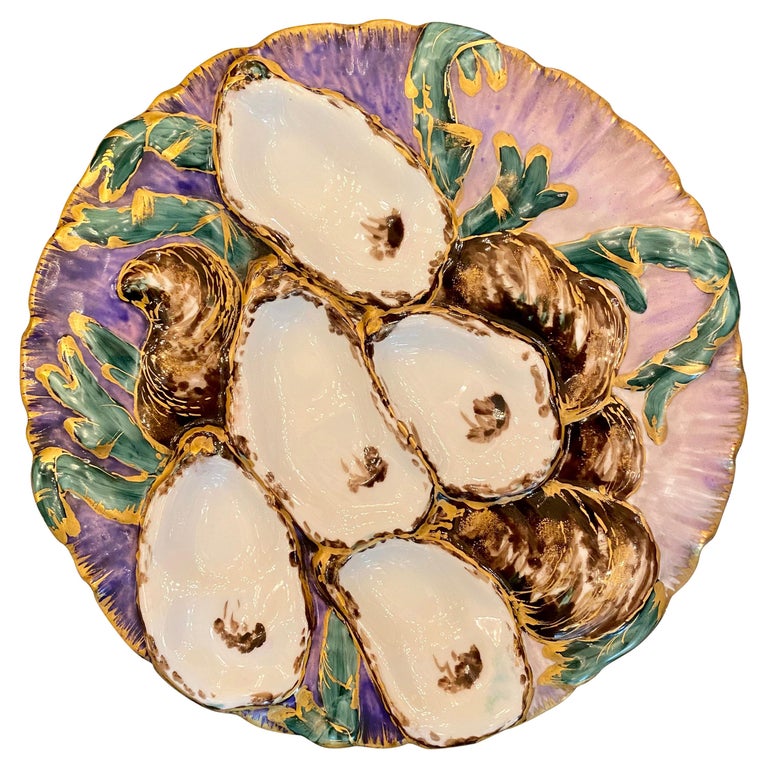Antique French Limoges Porcelain Turkey Pattern Oyster Plate, circa ...