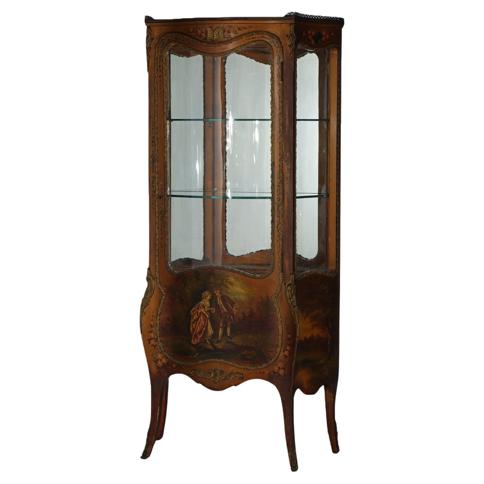 Antique French Louis LXIV Style Vernis Martin Decorated Giltwood ...