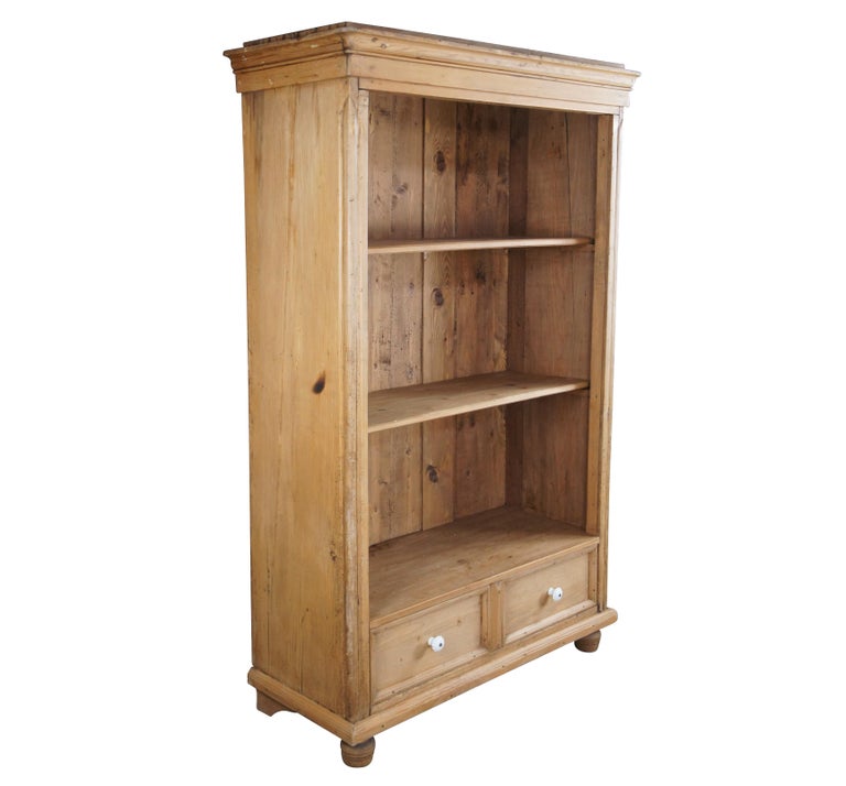 Antique French Louis Philippe Country Pine Farmhouse Bookcase Shelf ...
