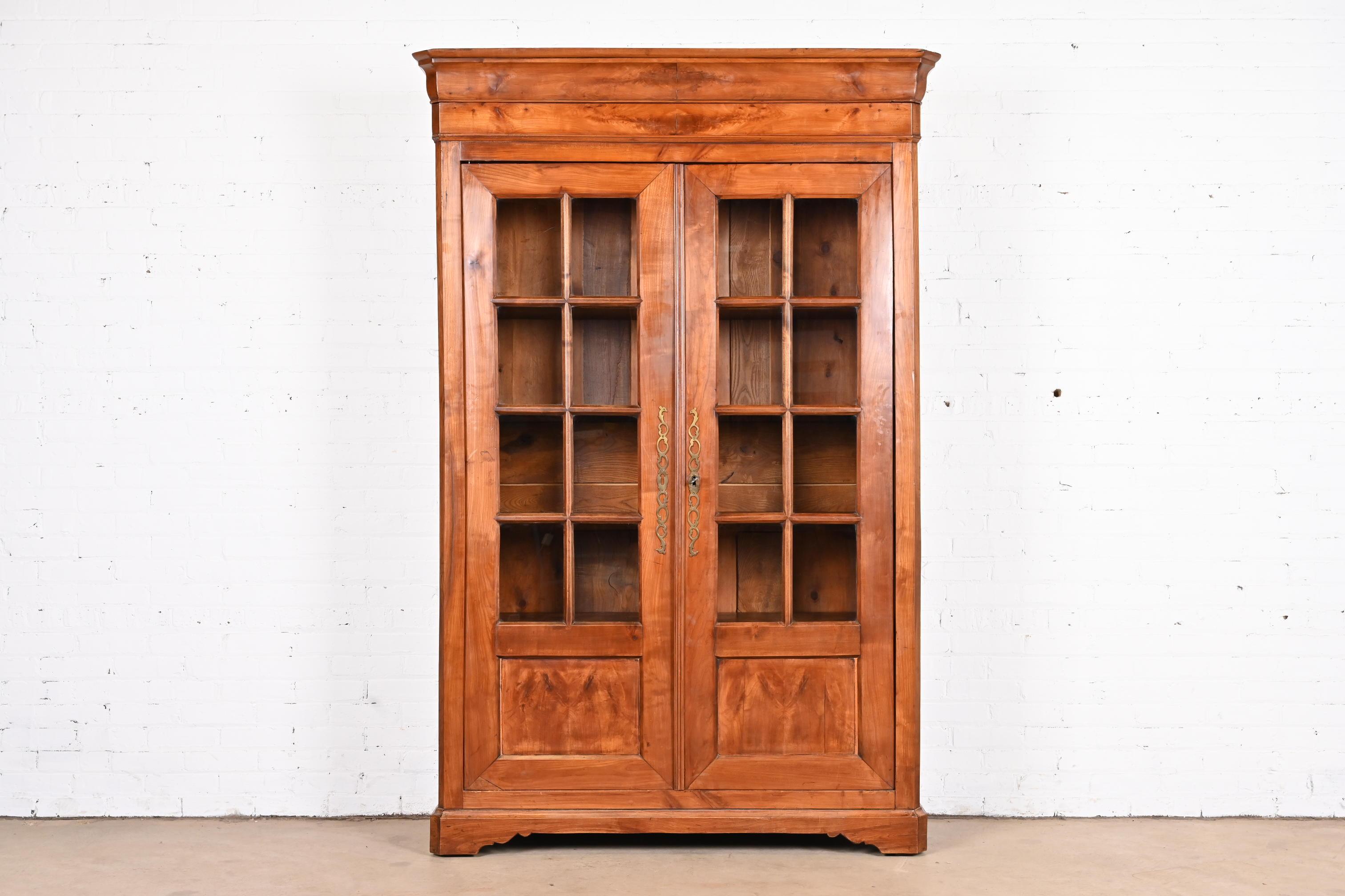 Antique French Louis Philippe Fruitwood and Burl Bibliotheque Bookcase ...