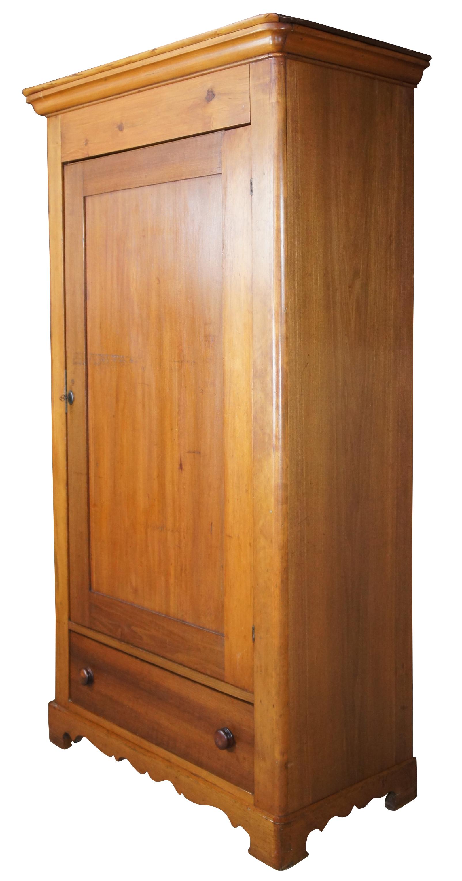 Antique French Louis Philippe Style Pine Armoire Wardrobe Linen Press ...