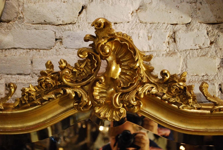 Antique French Louis Quinze Gold Gilt Mirror with Facetted Glass at ...