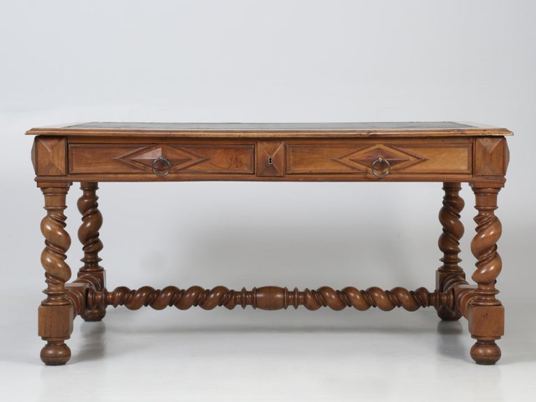Antique French Louis XIII Style Barley Twist Desk in Solid Walnut ...