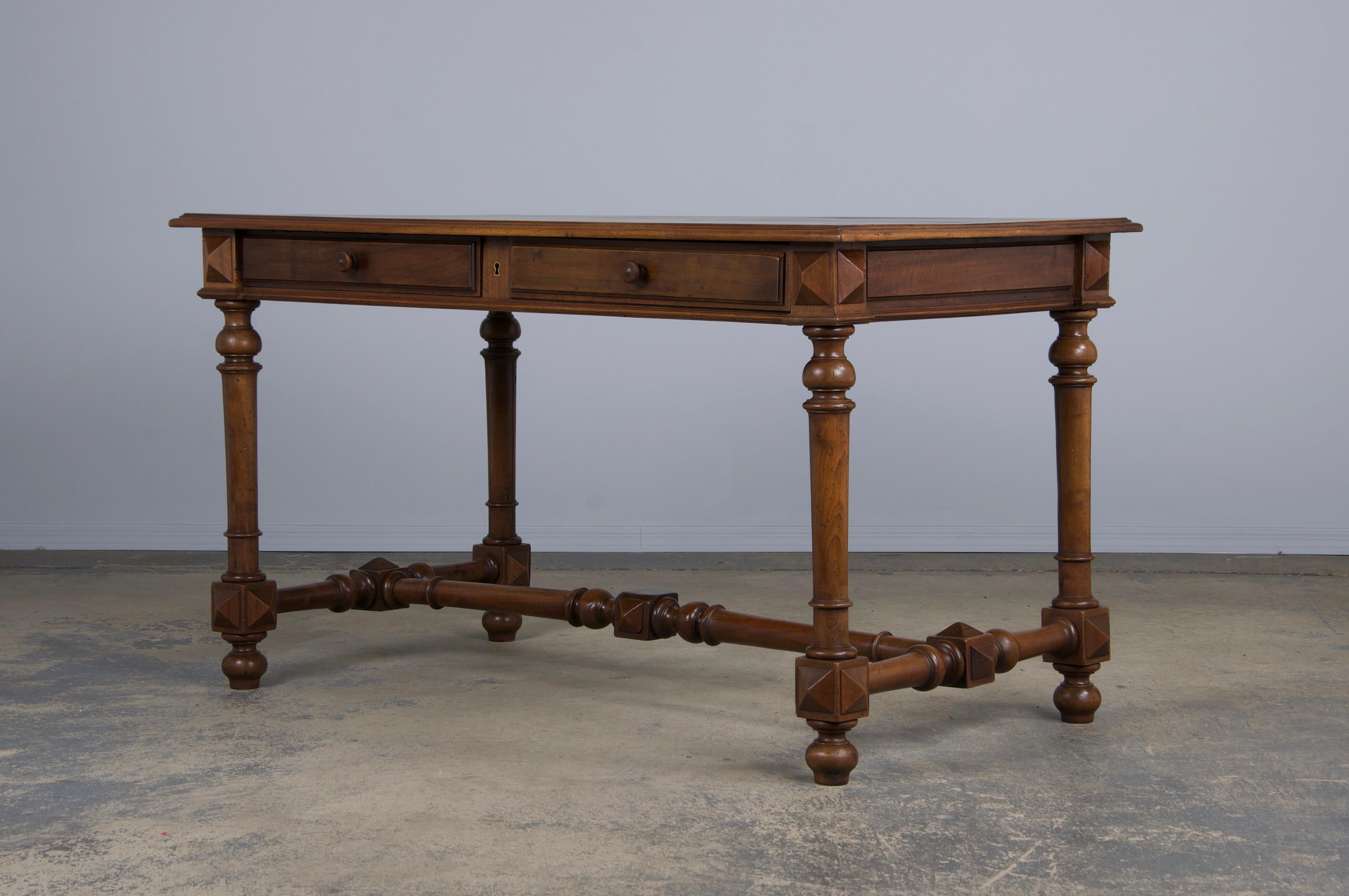 Antique French Louis XIII Style Walnut Writing Desk For Sale at 1stDibs