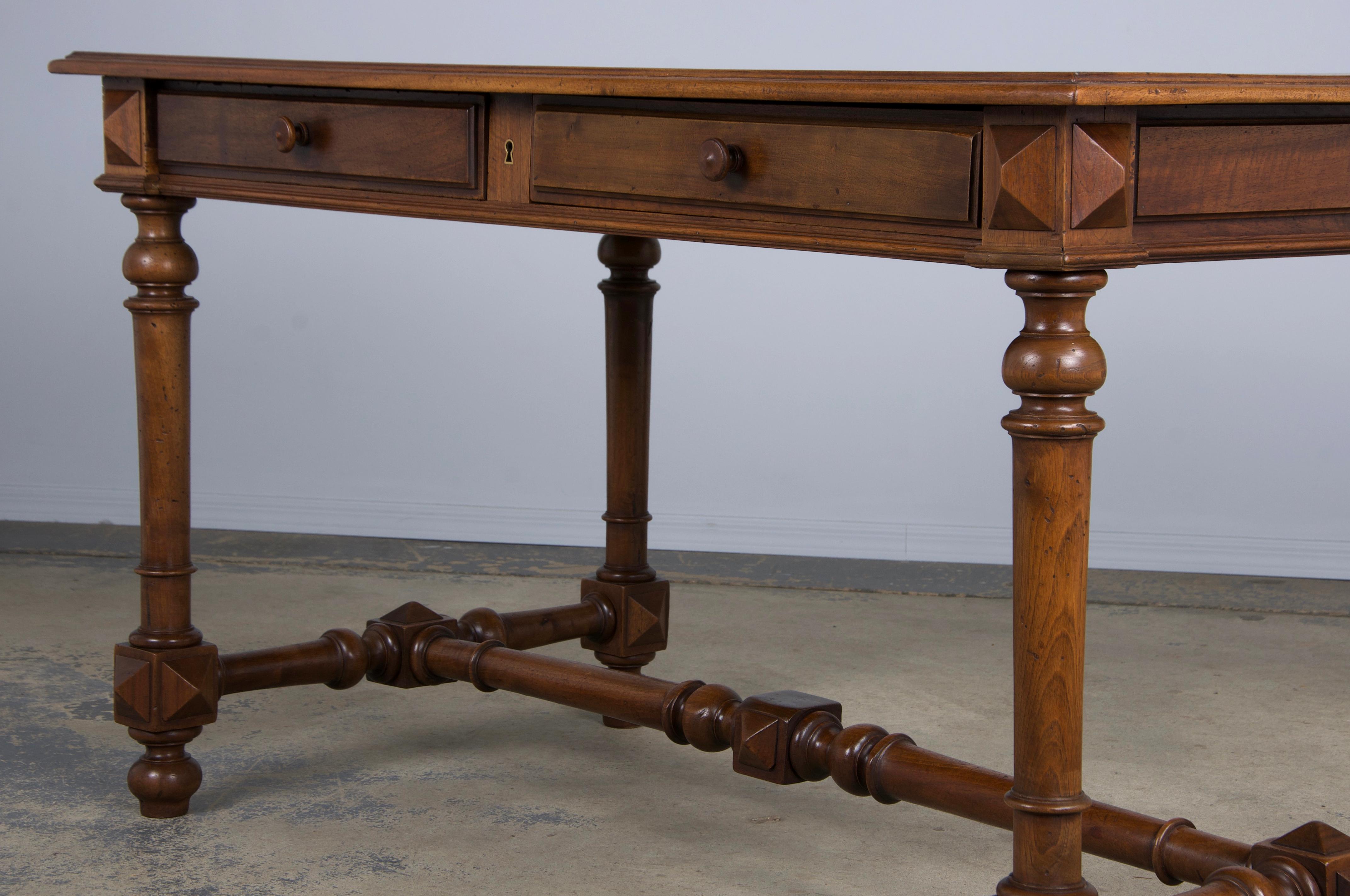 Antique French Louis XIII Style Walnut Writing Desk For Sale at 1stDibs