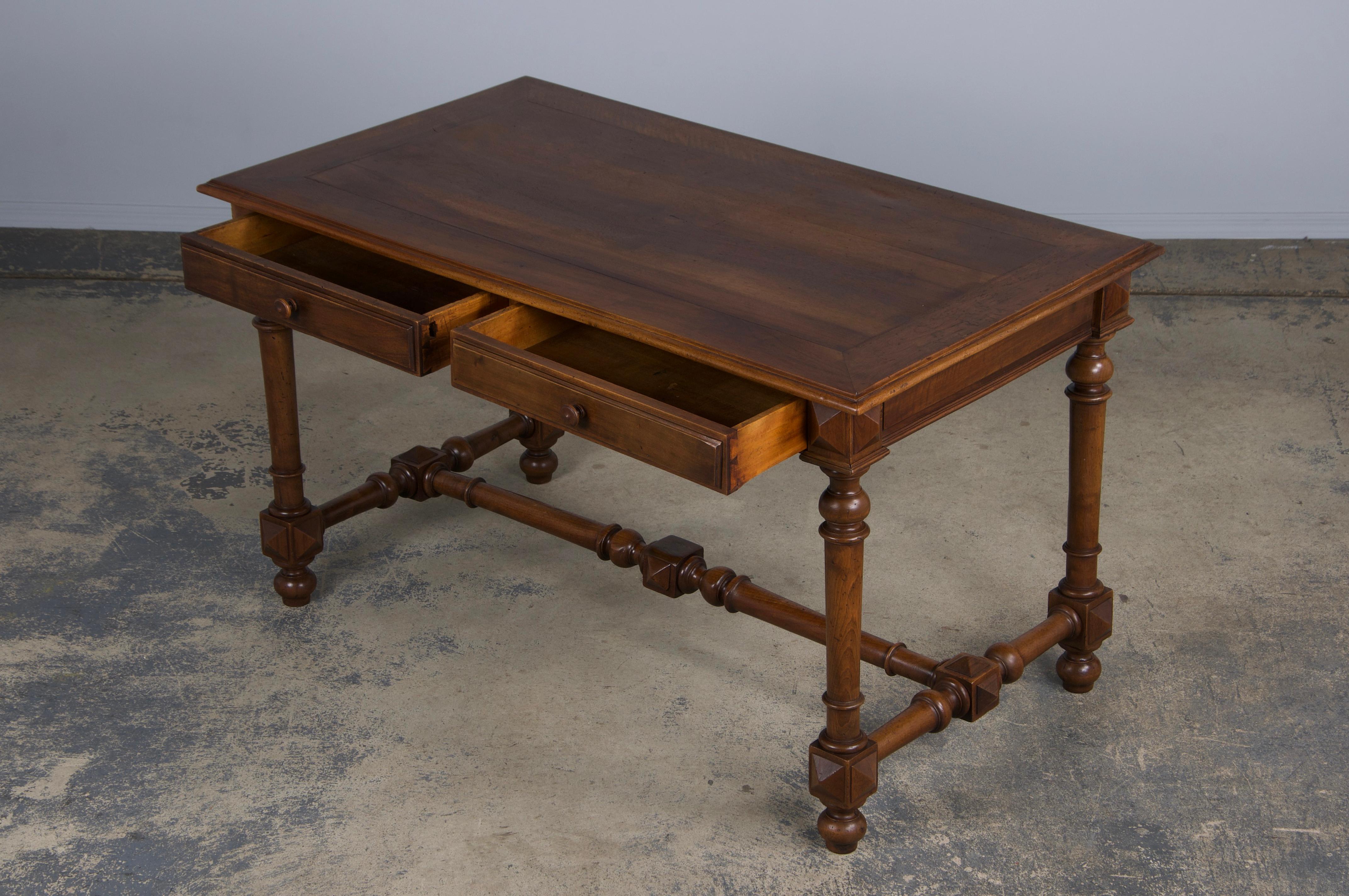 Antique French Louis XIII Style Walnut Writing Desk For Sale at 1stDibs