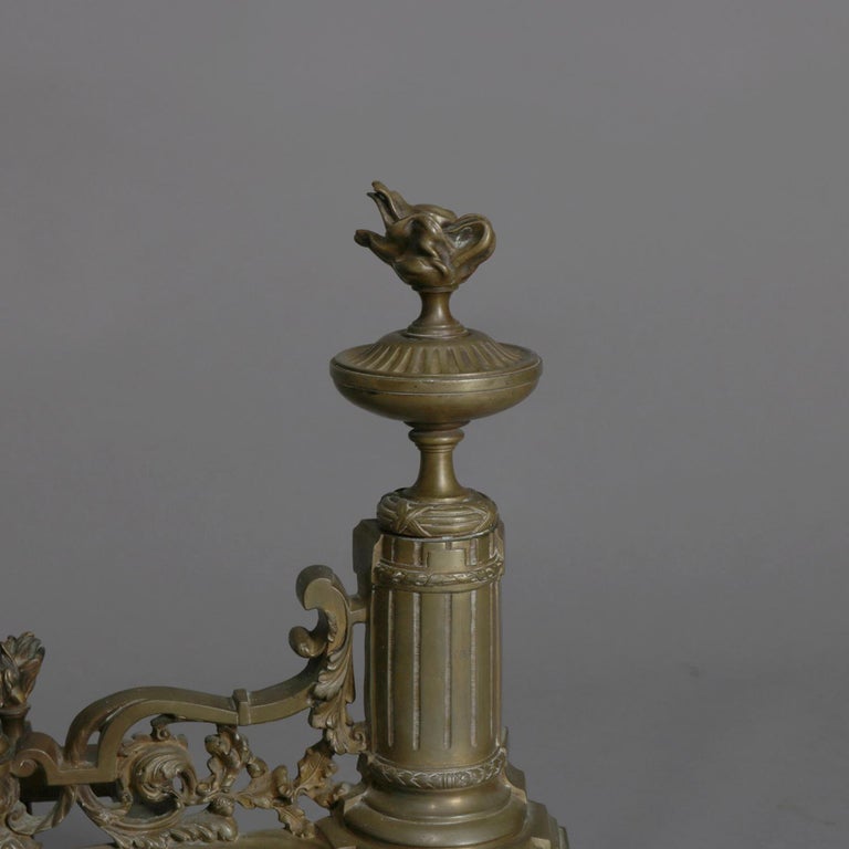 Antique French Louis XIV Brass Fireplace Urn, Scroll and Foliate ...