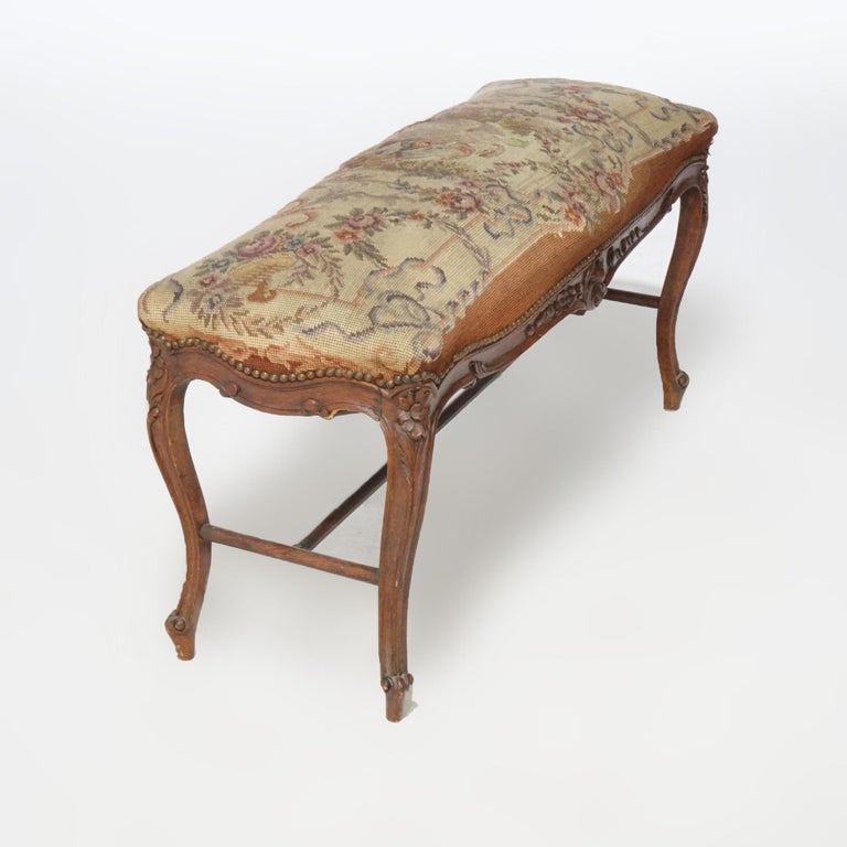 Antique French Louis XIV Carved Walnut and Needlepoint Bench 19th ...