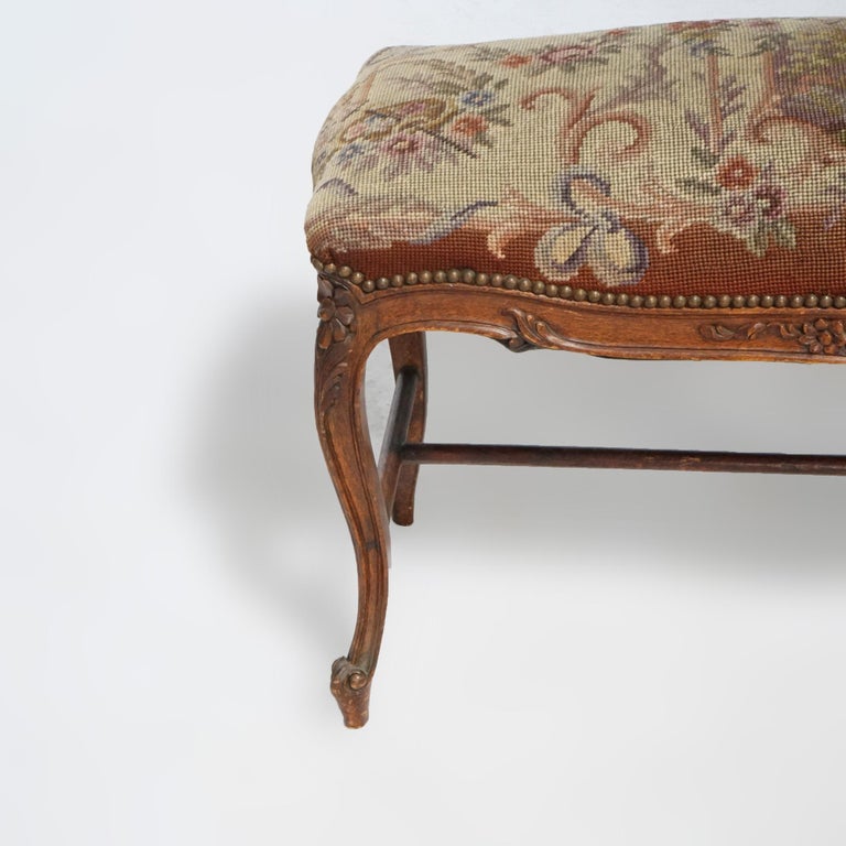 Antique French Louis XIV Carved Walnut and Needlepoint Bench 19th ...