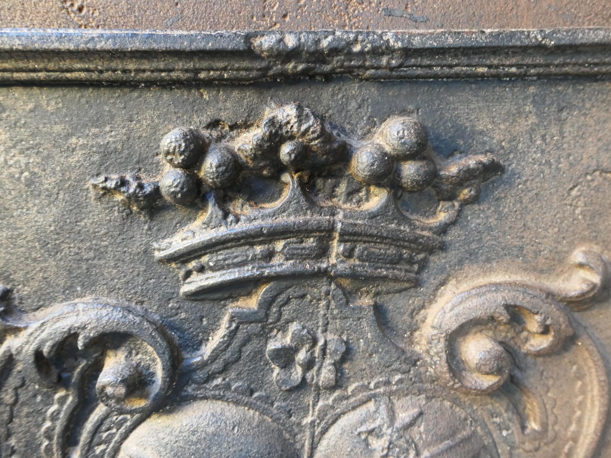 Antique French Louis XIV 'Coat of Arms' Fireback, 17th Century at 1stDibs