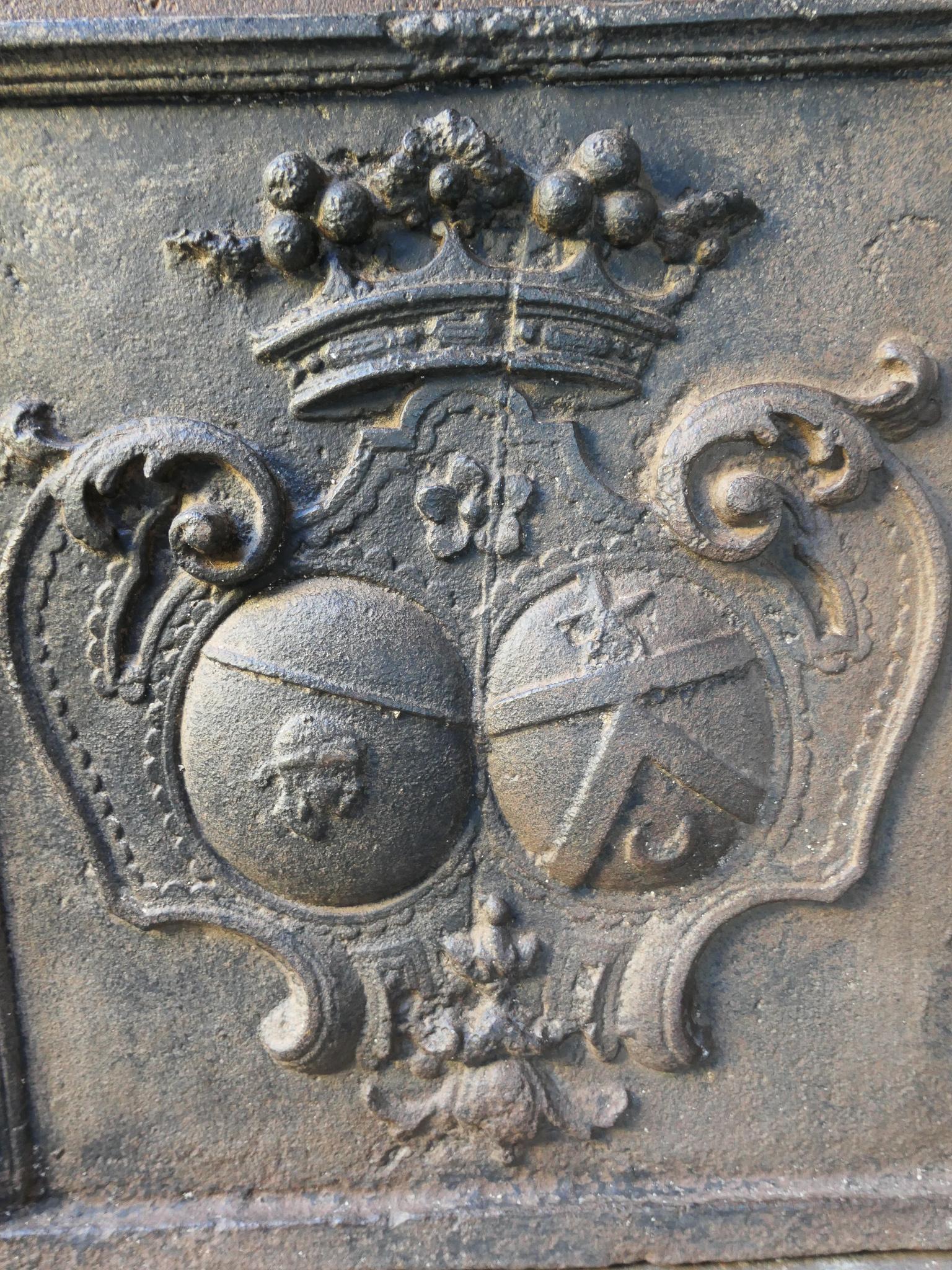 Antique French Louis XIV 'Coat of Arms' Fireback, 17th Century at 1stDibs