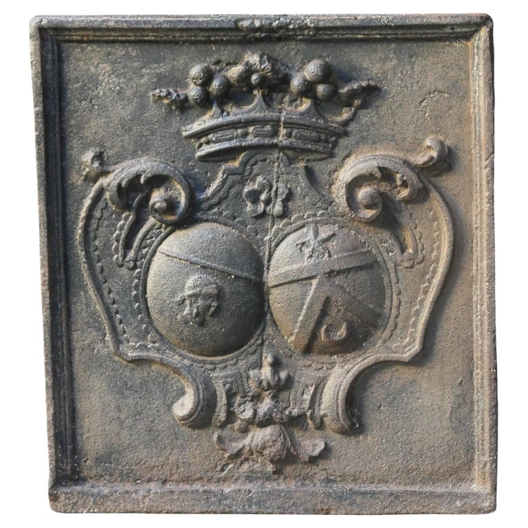 Antique French Louis XIV 'Coat of Arms' Fireback, 17th Century at 1stDibs