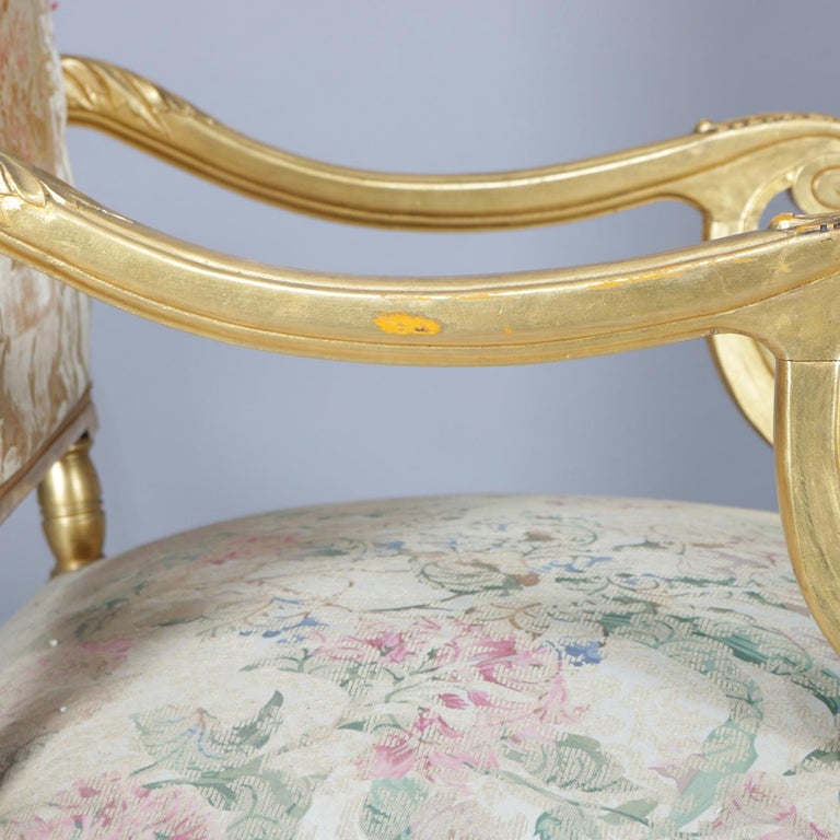 Antique French Louis XIV Giltwood and Tapestry Throne Chair, 20th ...