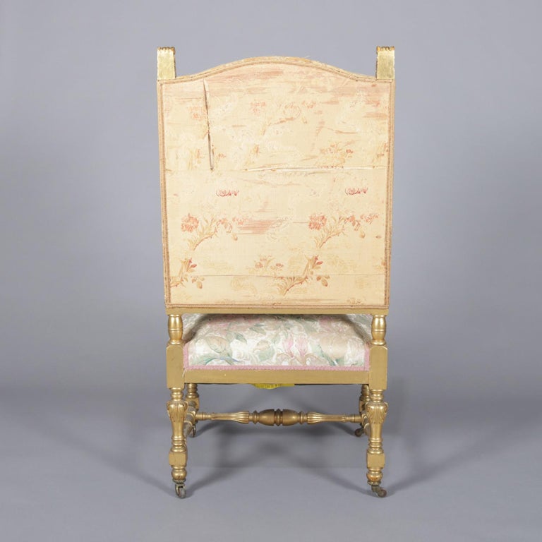 Antique French Louis XIV Giltwood and Tapestry Throne Chair, 20th ...