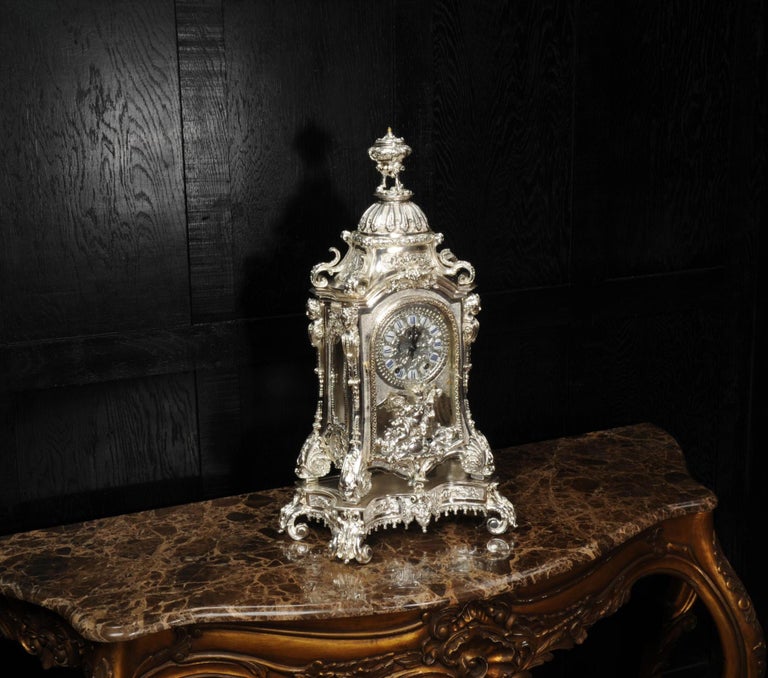 Antique French Louis XIV Style Silvered Bronze Bracket Clock For Sale ...