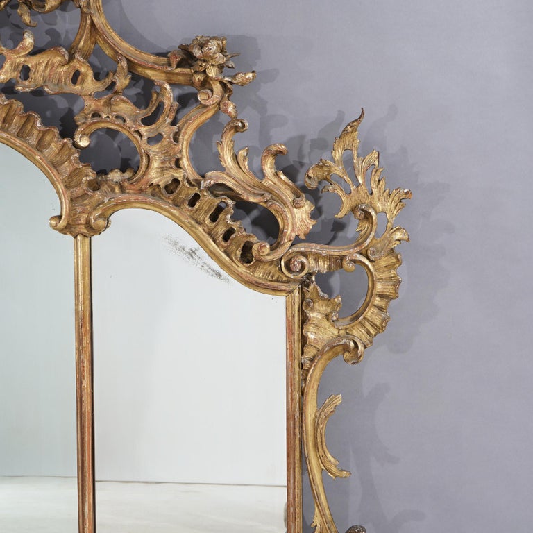 Antique French Louis XIV Triptych Giltwood over Mantel Mirror circa ...