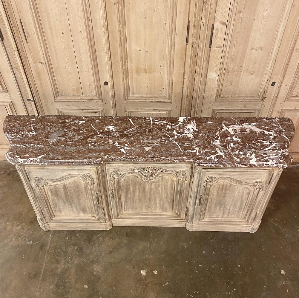 Antique French Louis XIV Whitewashed Marble-Top Buffet or Credenza For ...
