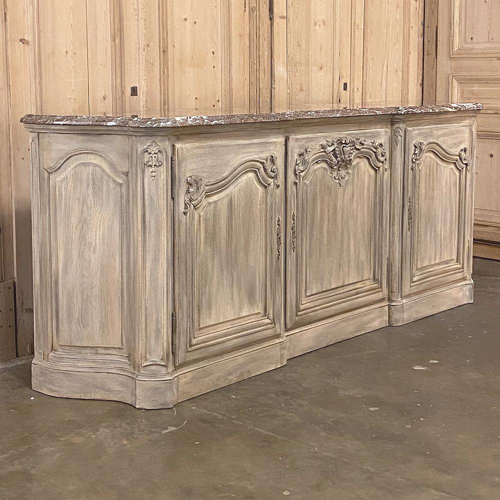 Antique French Louis XIV Whitewashed Marble-Top Buffet or Credenza For ...