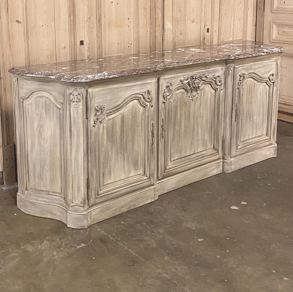 Antique French Louis XIV Whitewashed Marble-Top Buffet or Credenza For ...