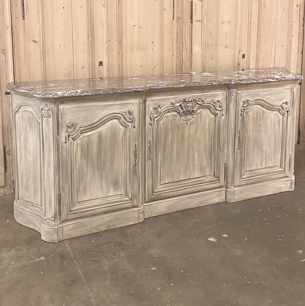 Antique French Louis XIV Whitewashed Marble-Top Buffet or Credenza For ...