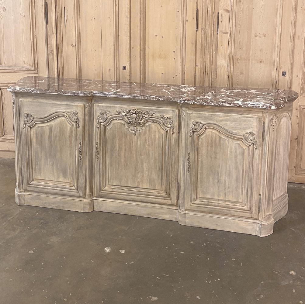 Antique French Louis XIV Whitewashed Marble-Top Buffet or Credenza For ...
