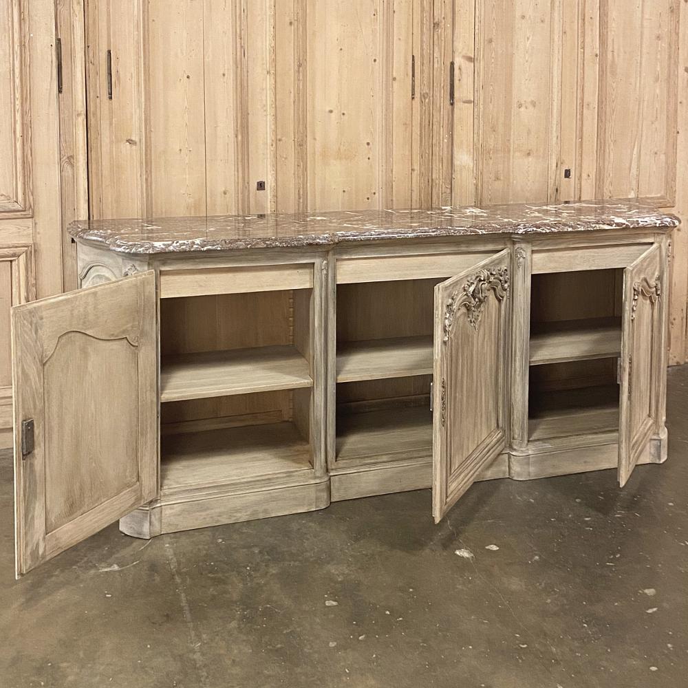 Antique French Louis XIV Whitewashed Marble-Top Buffet or Credenza For ...