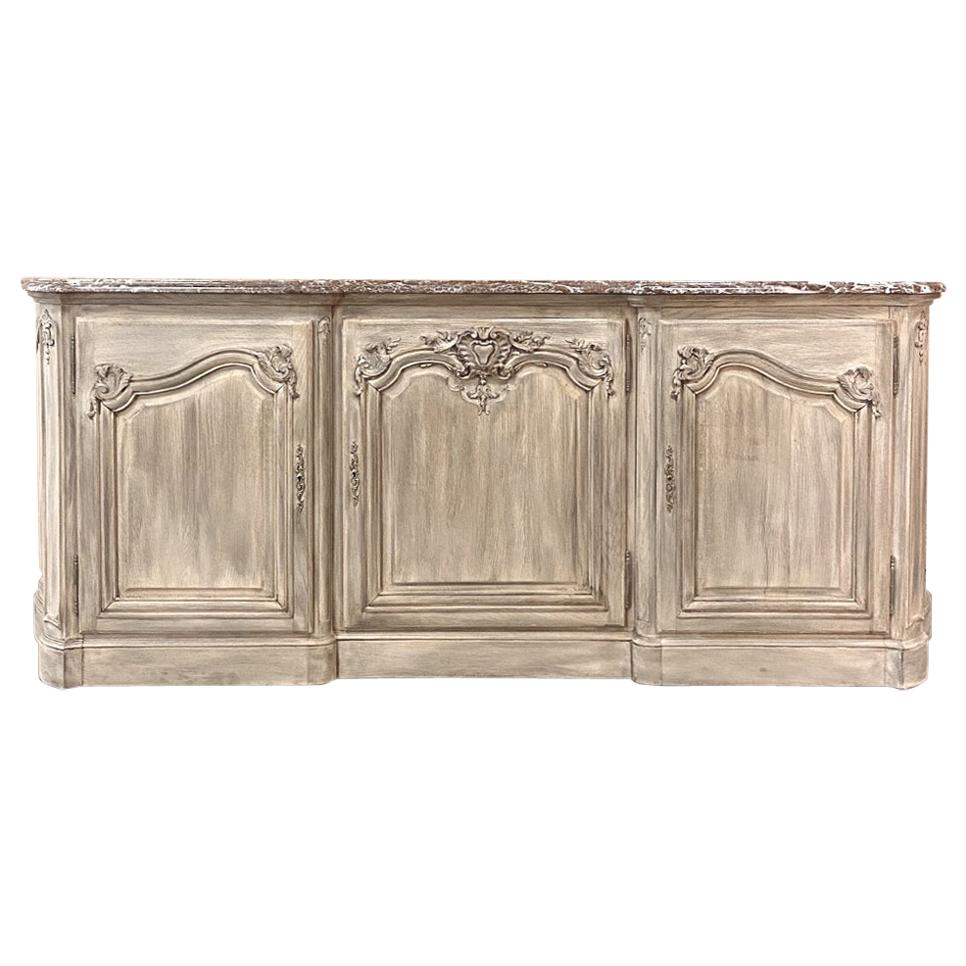Antique French Louis XIV Whitewashed Marble-Top Buffet or Credenza For ...