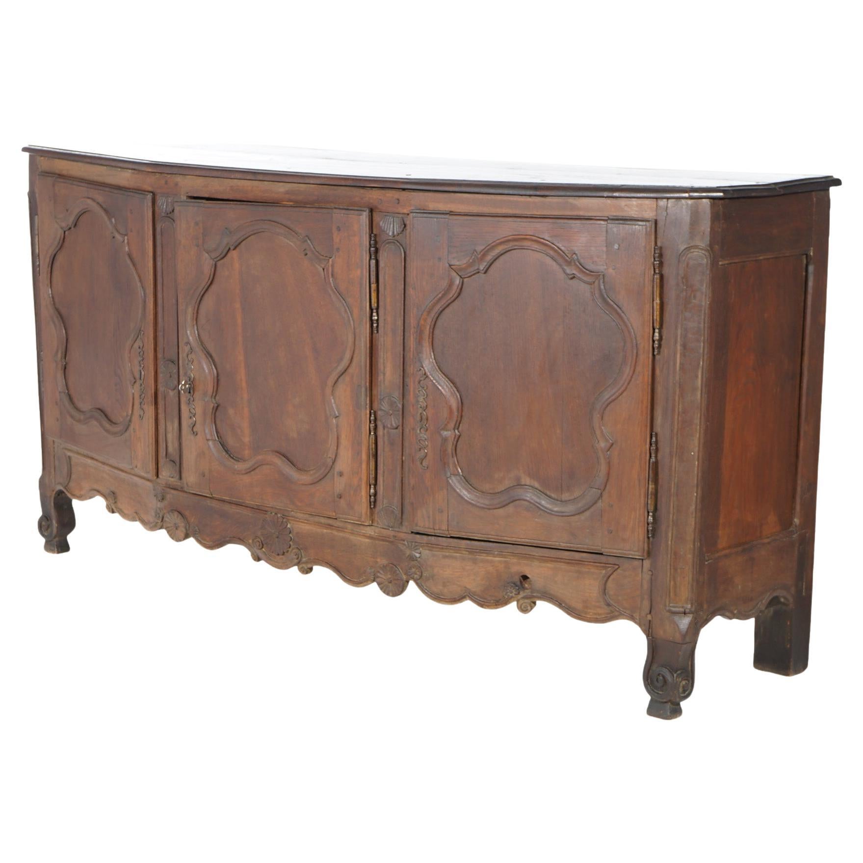 Antique French Louis XV Carved Oak Sideboard Circa c1750 at 1stDibs