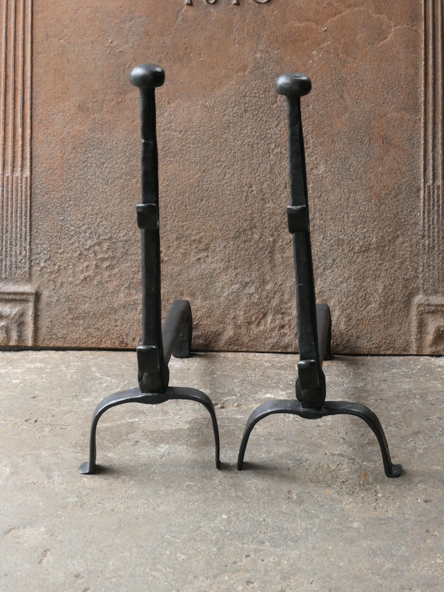 Antique French Louis XV Fire Andirons, 18th Century For Sale at 1stDibs