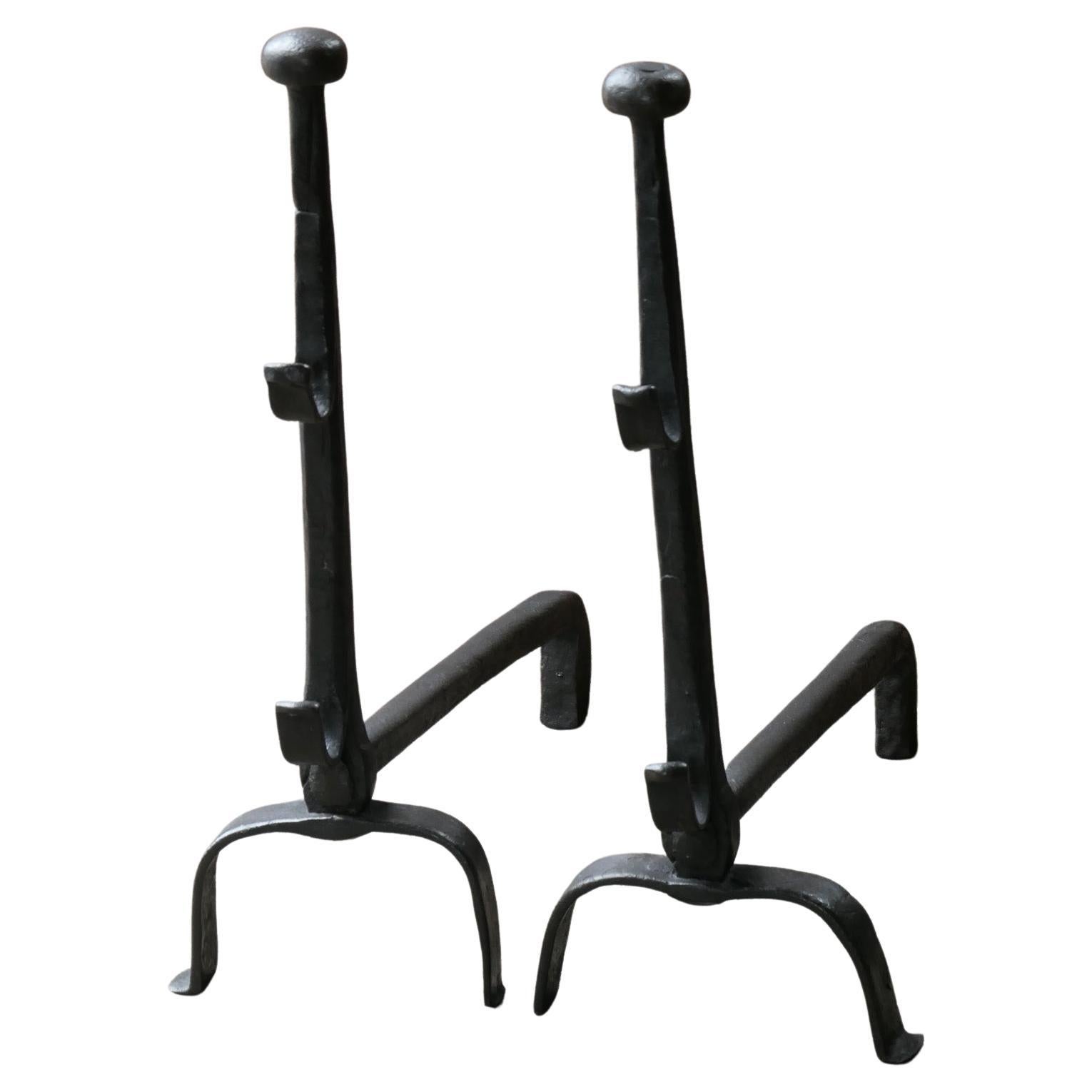 Antique French Louis XV Fire Andirons, 18th Century For Sale at 1stDibs